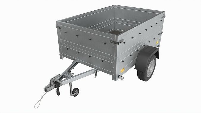 Single axle car trailer with extra walls jockey wheel 3D model | CGTrader