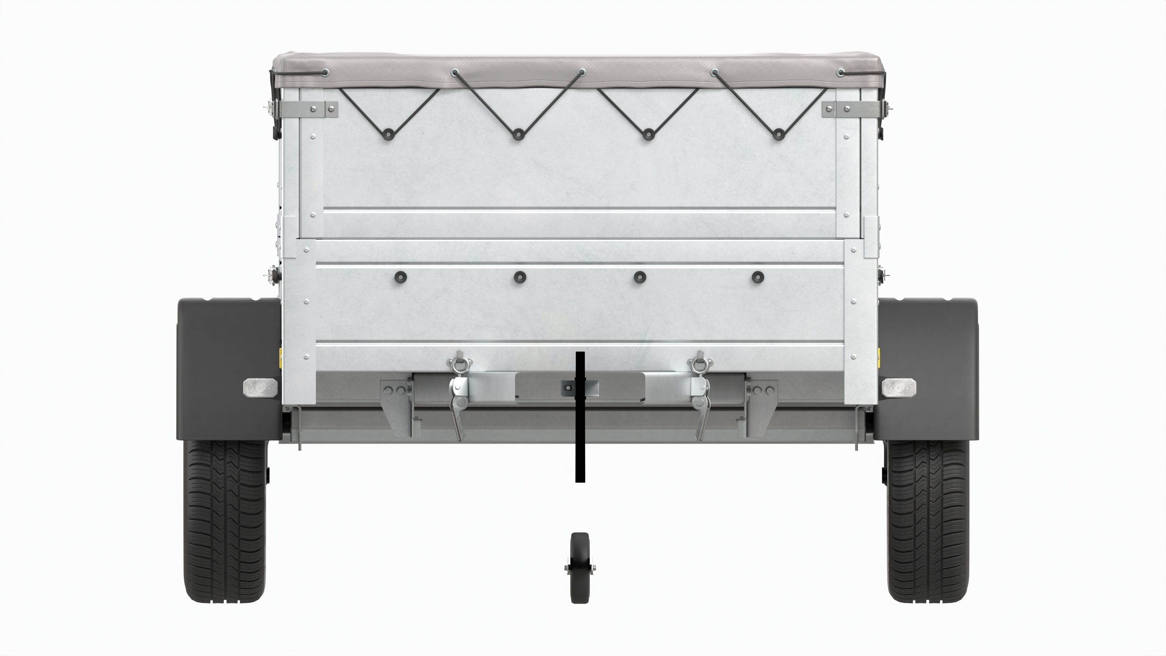 Single axle car trailer with extra walls cover jockey extended 3D model ...