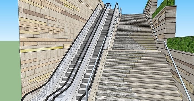 3D model of escalators and stairs 3D model | CGTrader