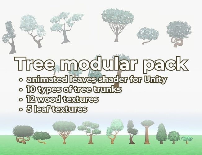 3D model Tree package - animated game set for Unity VR / AR / low-poly ...