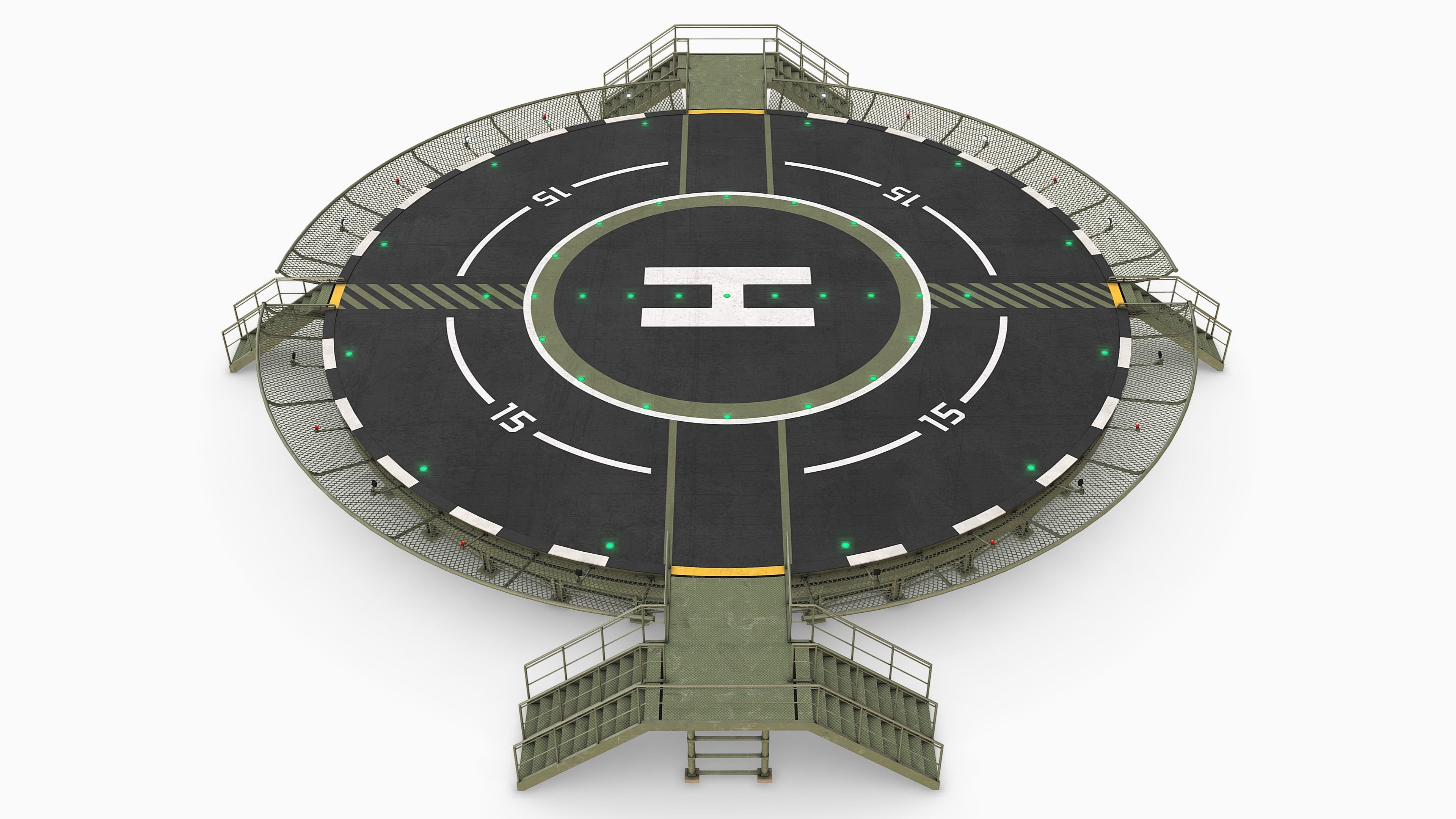3D model Helipad Military Coated Circular Elevated D VR / AR / low-poly ...