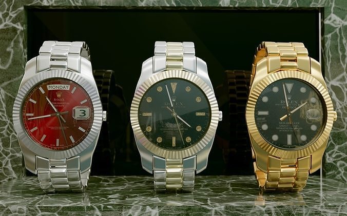 Rolex Watch In Red Color and Black 3D model animated rigged | CGTrader