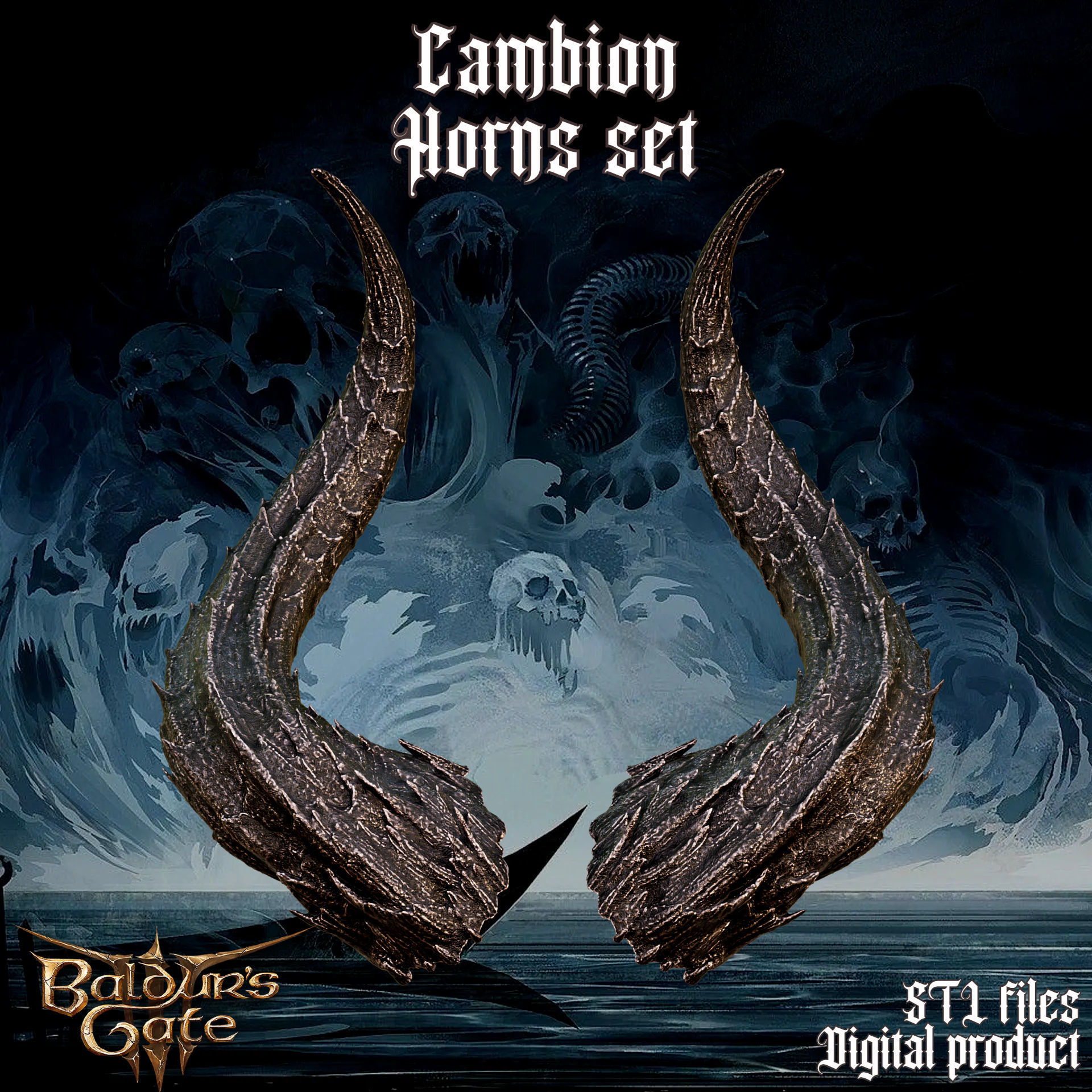 Fantasy Cambion Horns Set Baldurs Gate 3 3D model 3D printable | CGTrader