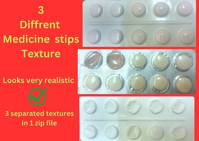 3 different medicine strips textures Texture | CGTrader
