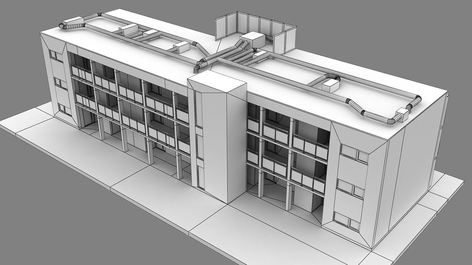 3D model Realistic European City Block Building 30 VR / AR / low-poly ...