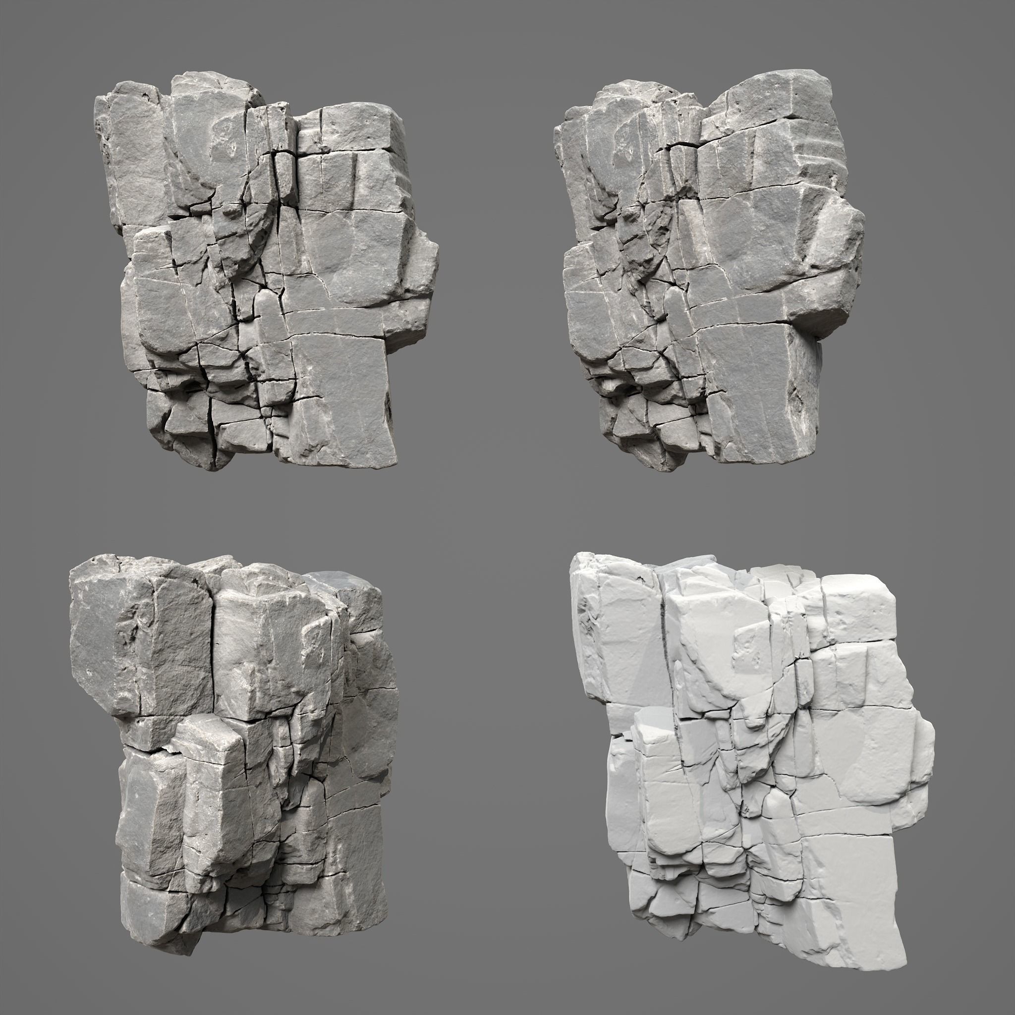 3D model Low Poly Black Cracked Cliff Rock 231012 VR / AR / low-poly ...