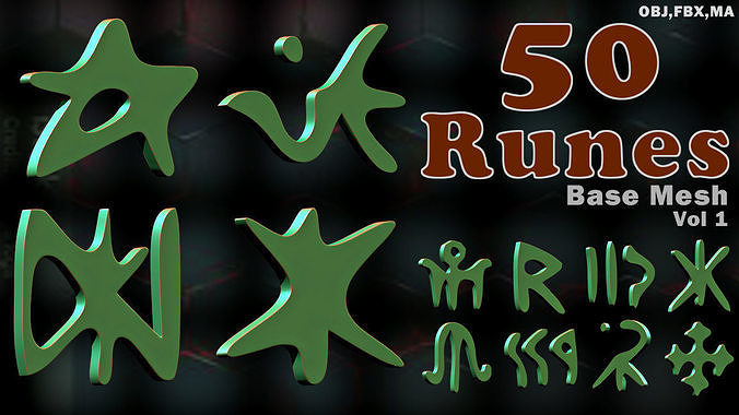 3D model 50 Runes Base Mesh Vol 1 VR / AR / low-poly | CGTrader
