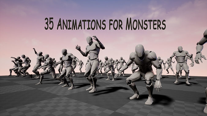 3D model Animations for Monsters Creatures UE4 35 pcs VR / AR / low ...