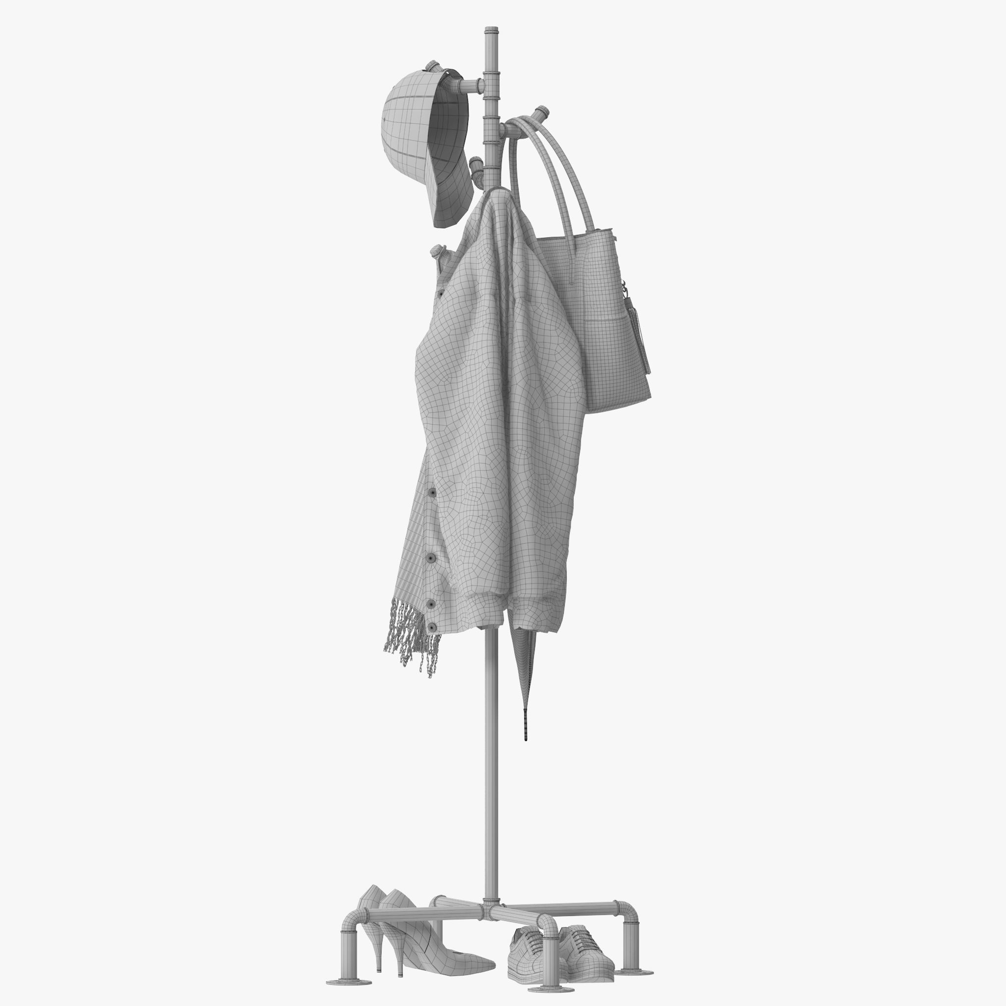Industrial Metal Pipe Coat Rack 3D model | CGTrader