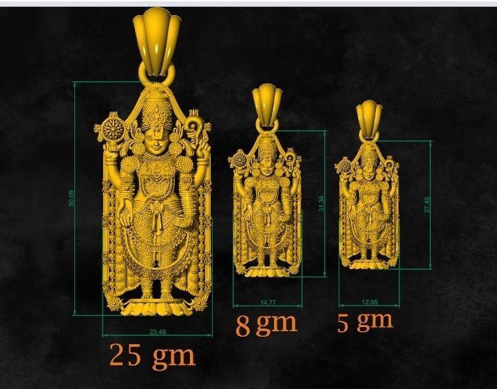 BALAJI THIRUPATHI GOVINDA VENKATESWARA SWAMI GOLD SILVER RING 3D model ...