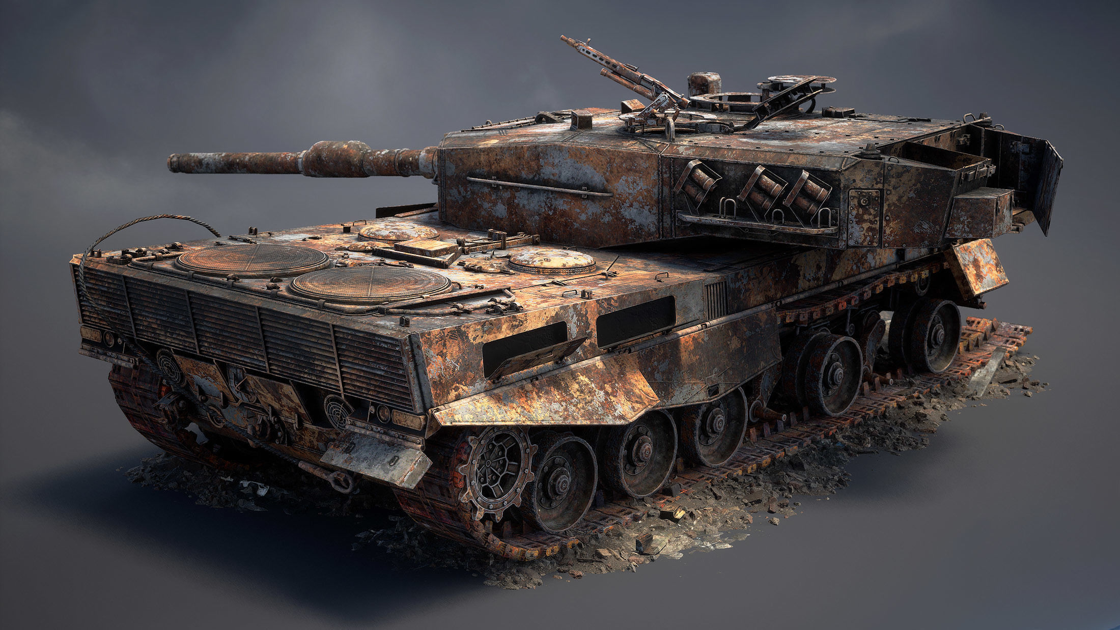 3D model Leopard 2A4 Destroyed VR / AR / low-poly | CGTrader