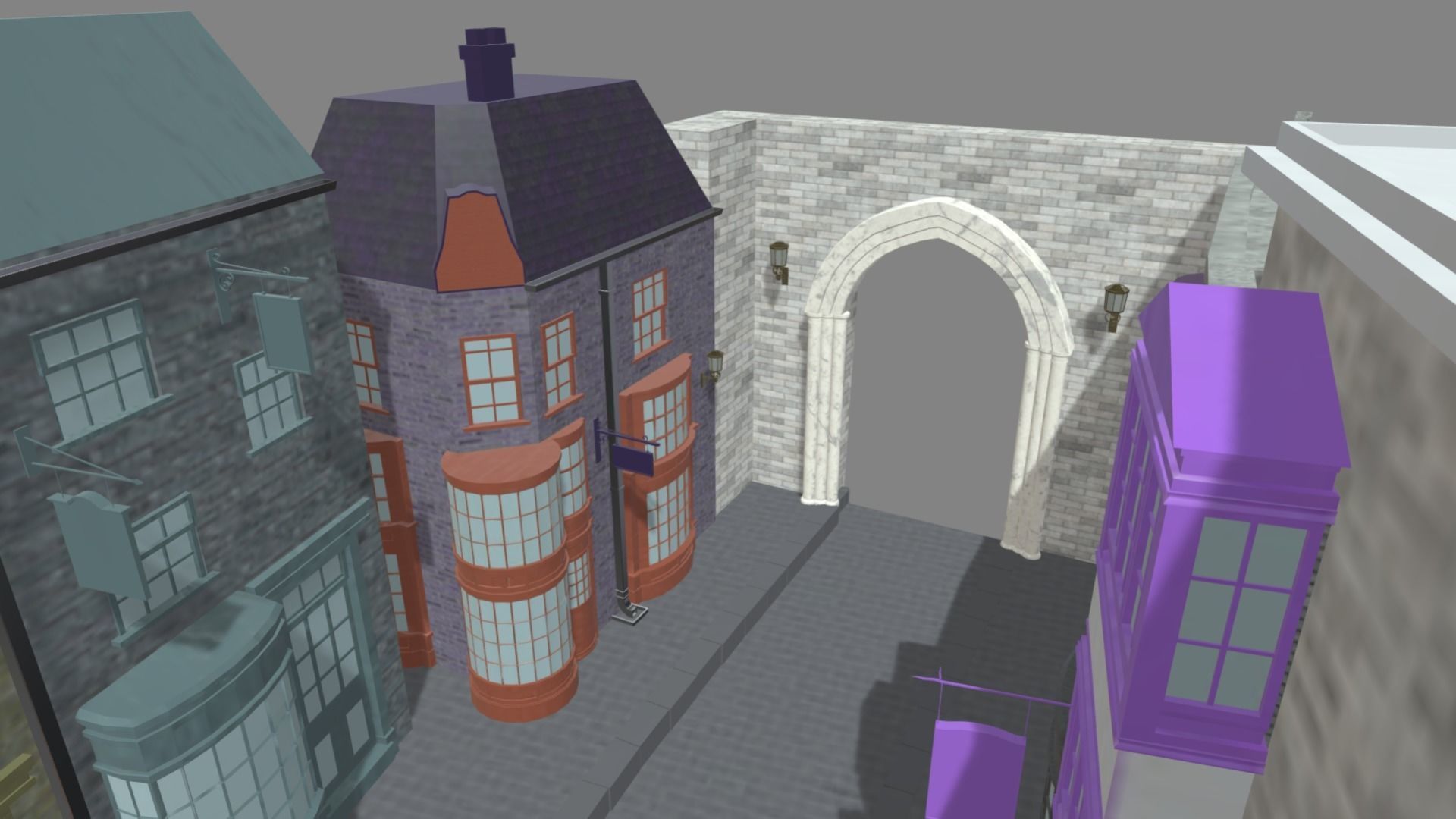 Diagon Alley Harry Potter Textured 3D model | CGTrader