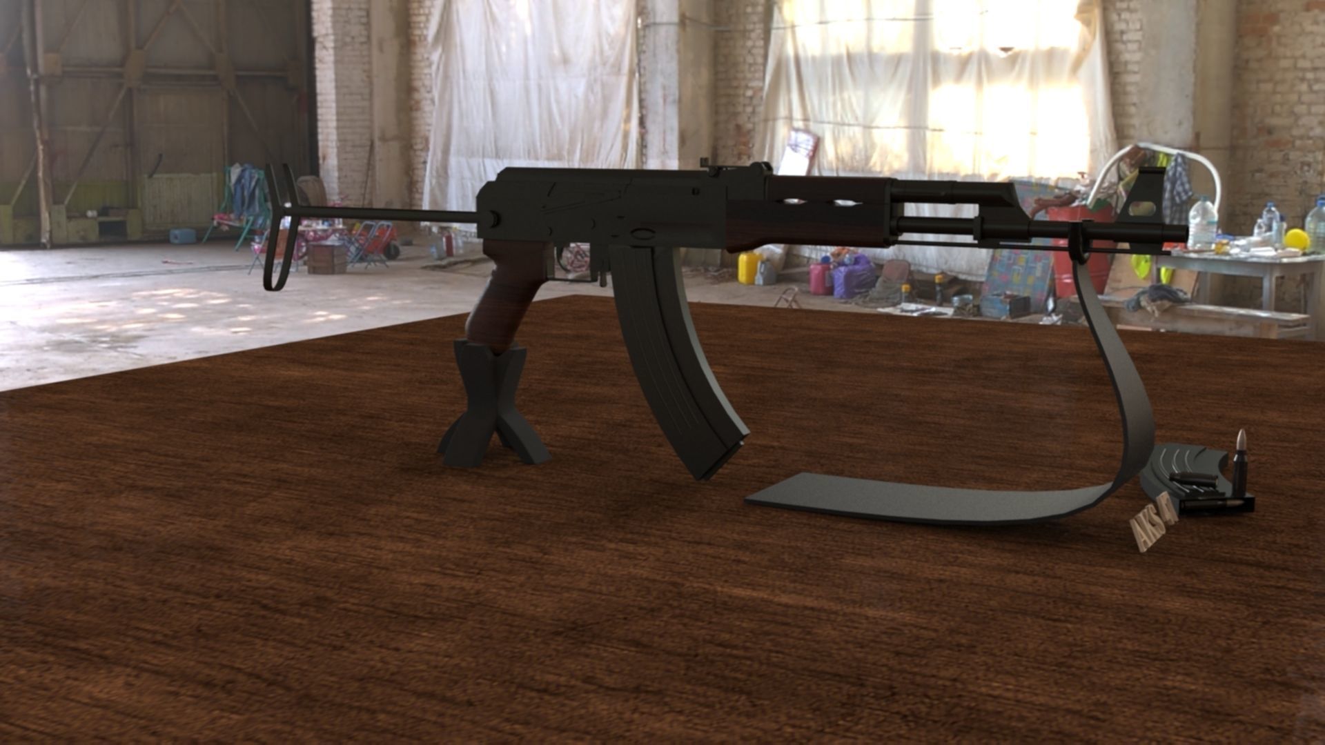 3D model Russian AKS 47 Assault Rifle 3D Model VR / AR / low-poly ...