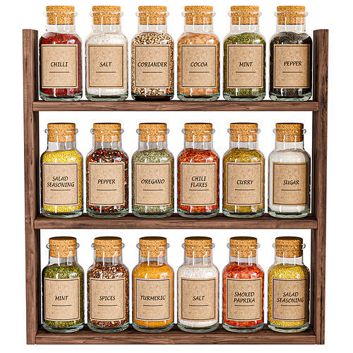 Spice jars for the kitchen restaurants or supermarket displays 3D model ...