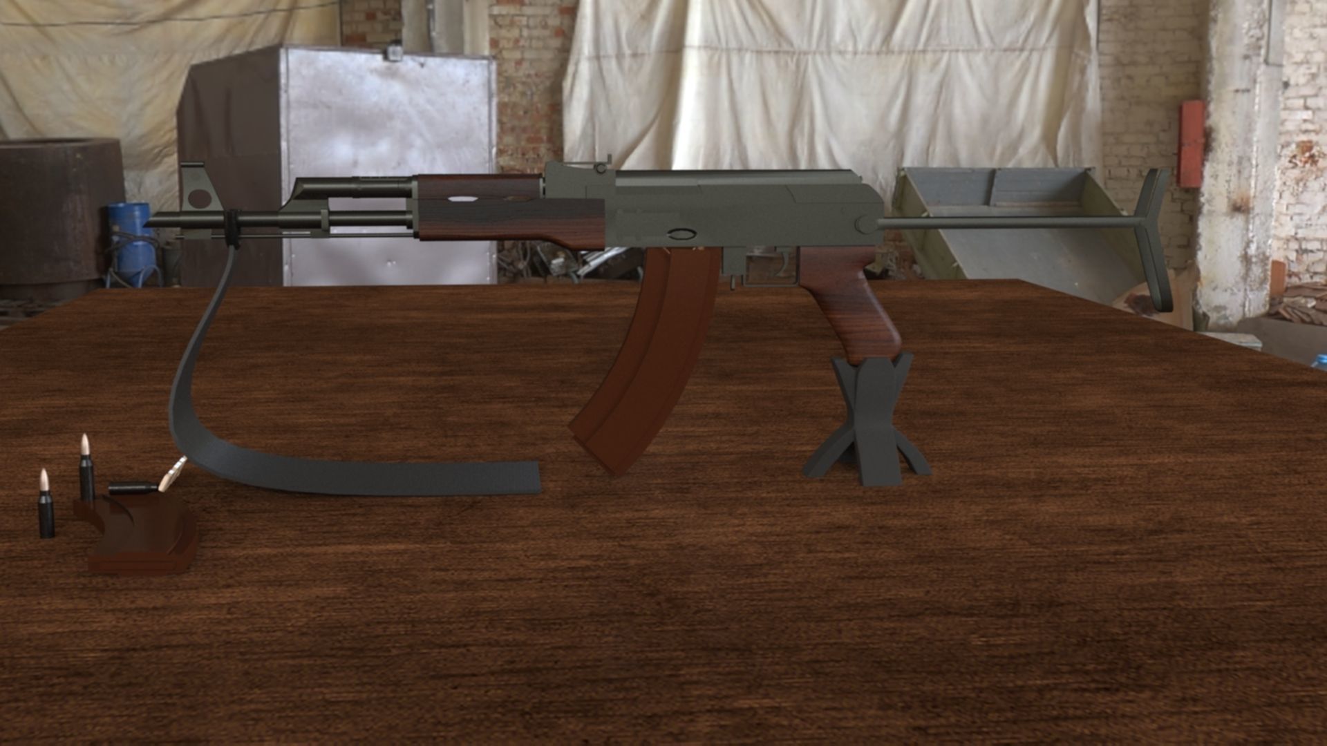 3D model Russian AKMS Assault Rifle - Iconic 3D Model VR / AR / low ...