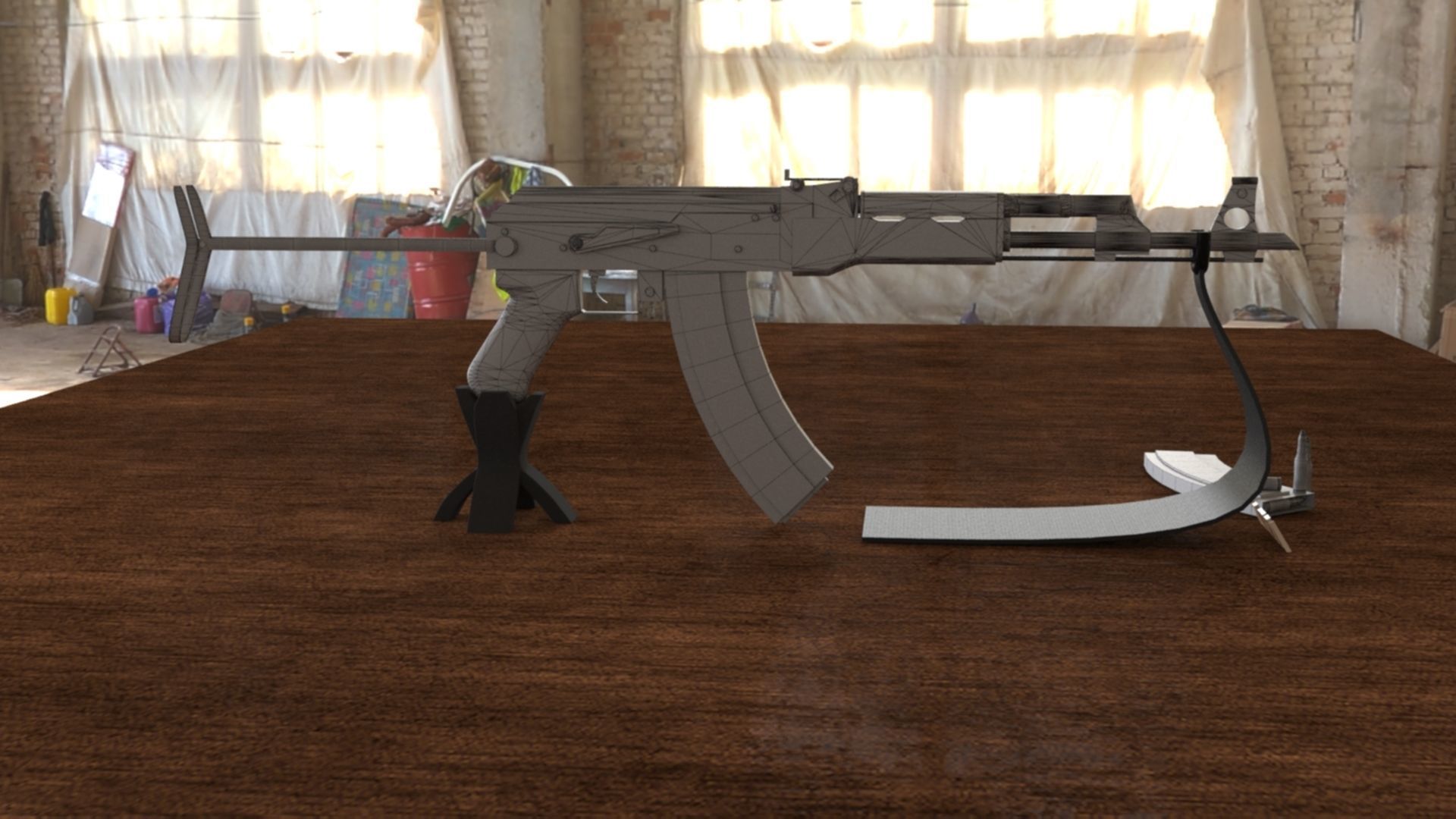 3D model Russian AKMS Assault Rifle - Iconic 3D Model VR / AR / low ...
