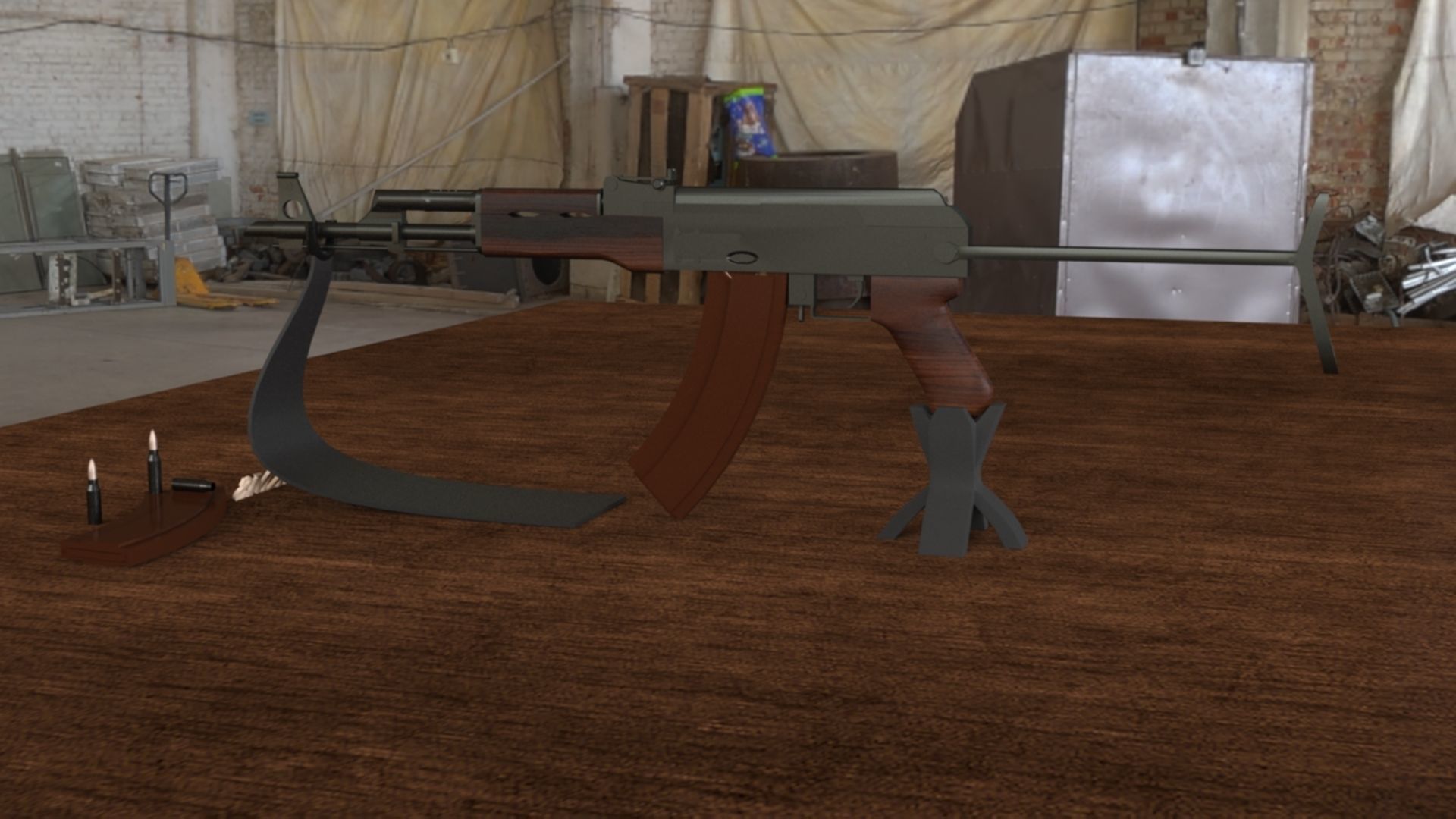 3D model Russian AKMS Assault Rifle - Iconic 3D Model VR / AR / low ...
