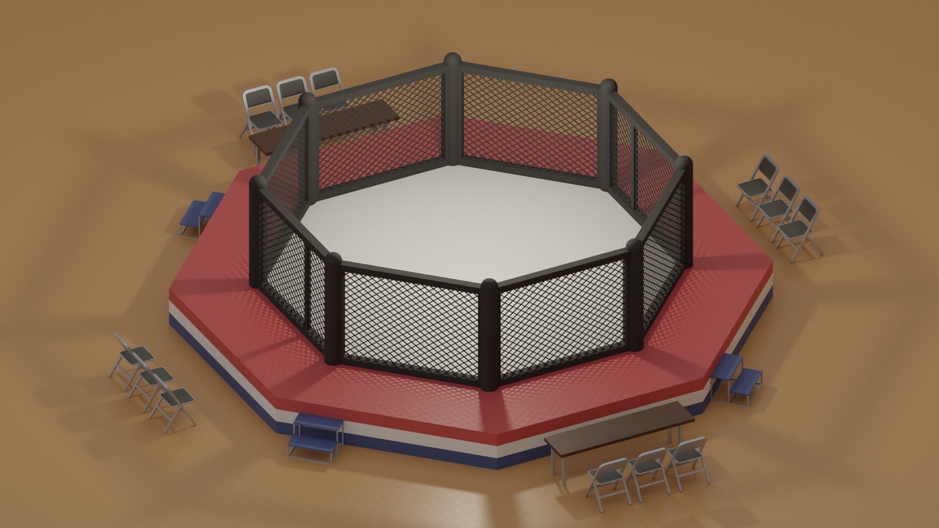 Cartoon UFC Octagon Ring 3D model | CGTrader