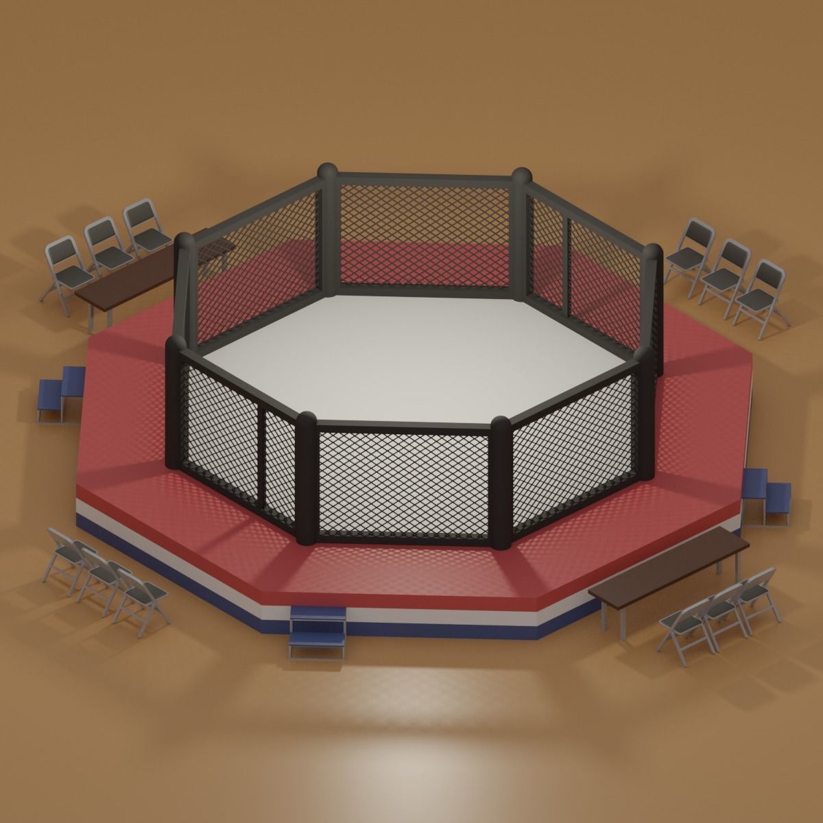 Cartoon UFC Octagon Ring 3D model | CGTrader
