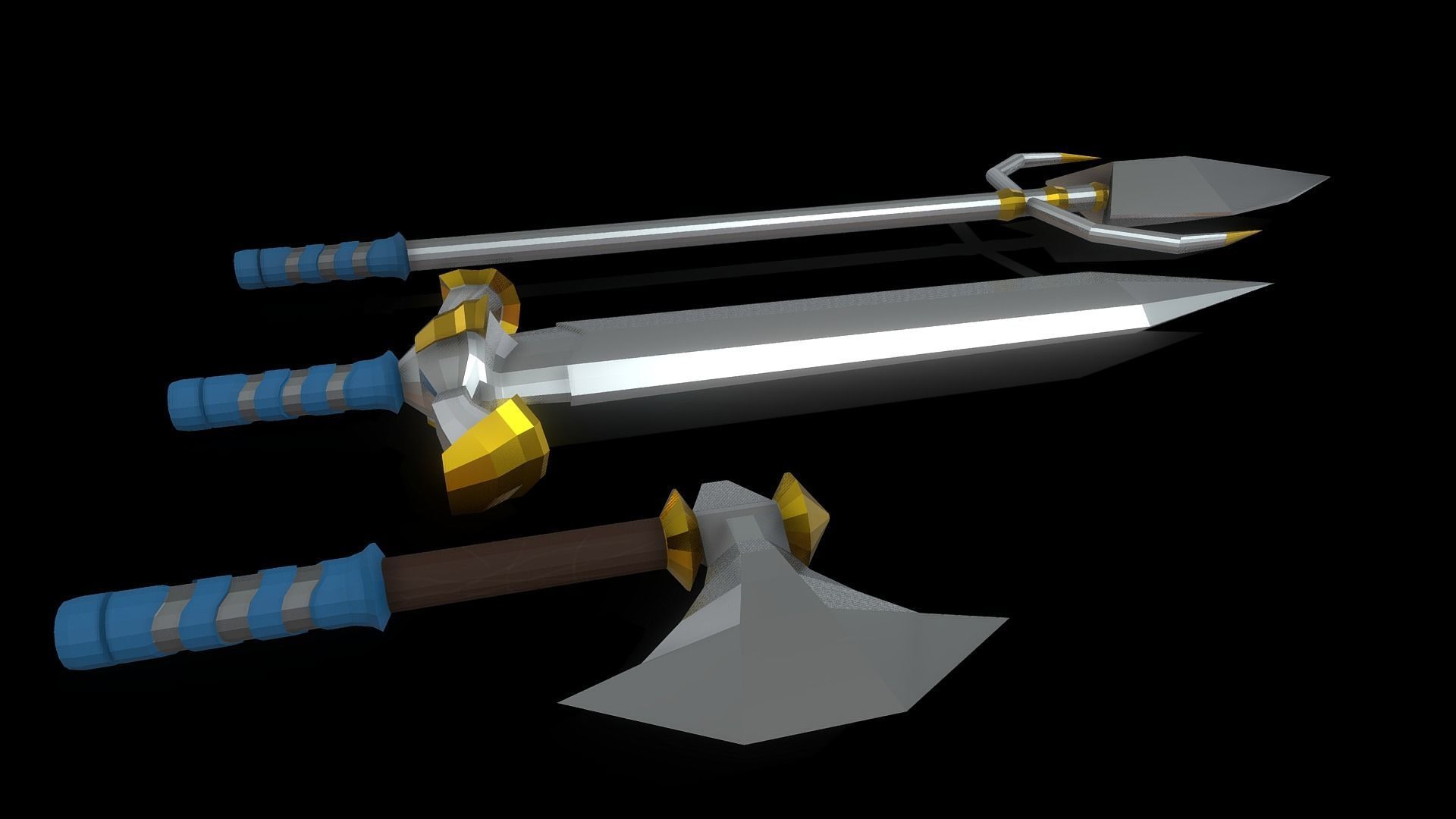3D model Low Poly Axe Spear Sword VR / AR / low-poly | CGTrader