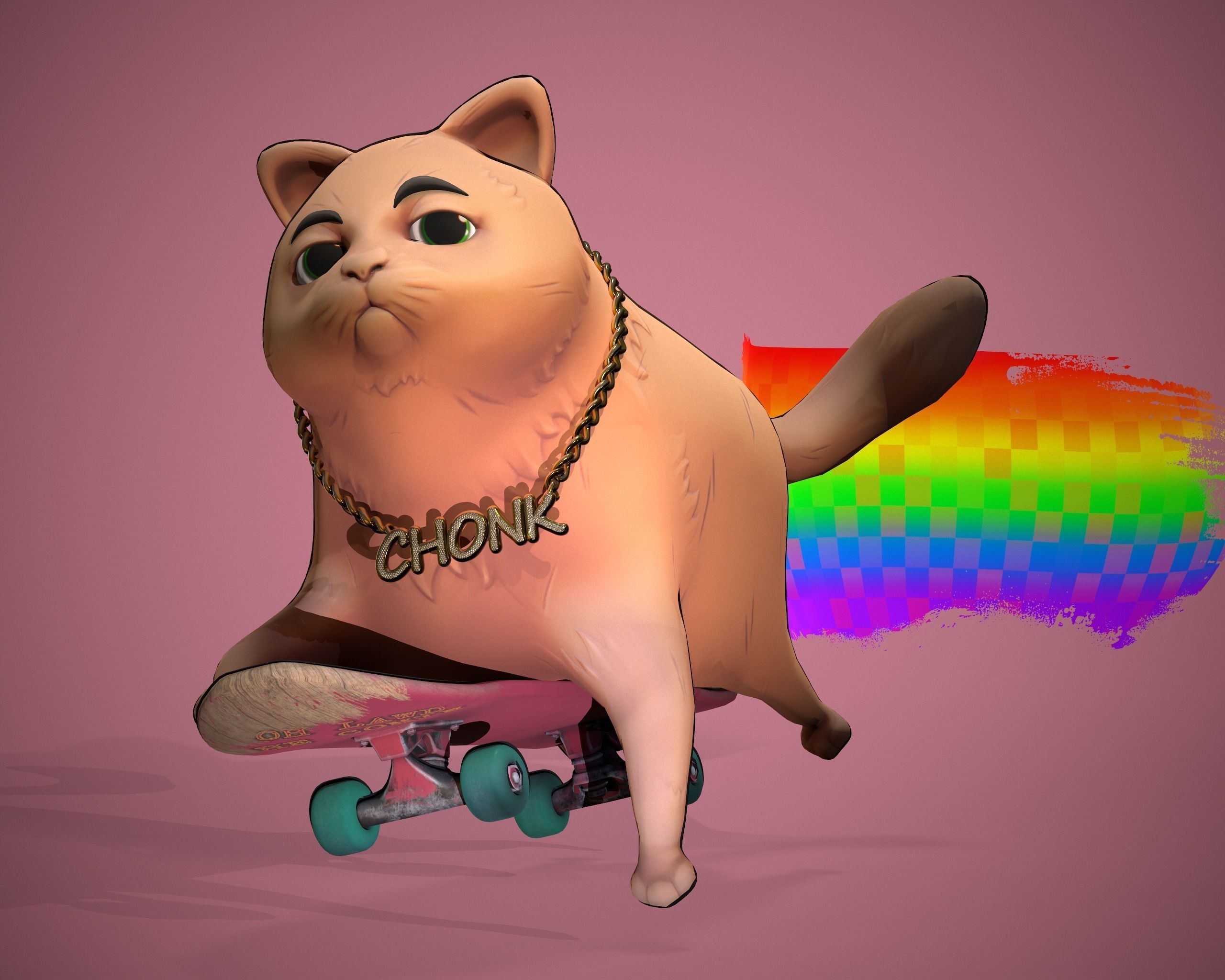 3D model Cat Chonk stylized handpainted VR / AR / low-poly | CGTrader