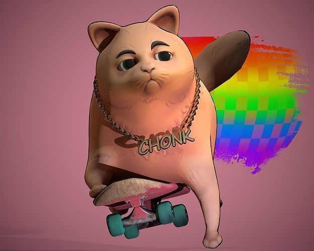 3D model Cat Chonk stylized handpainted VR / AR / low-poly | CGTrader