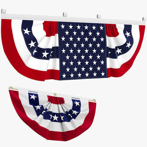 American Flag Bunting Banner Set 3D model | CGTrader