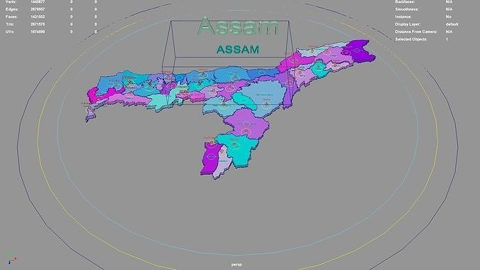 Assam India map region 3D model geography political geographic 3D model ...