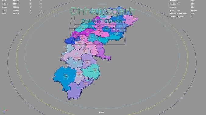 Chhattisgarh India map region 3D model geography political 3D model ...