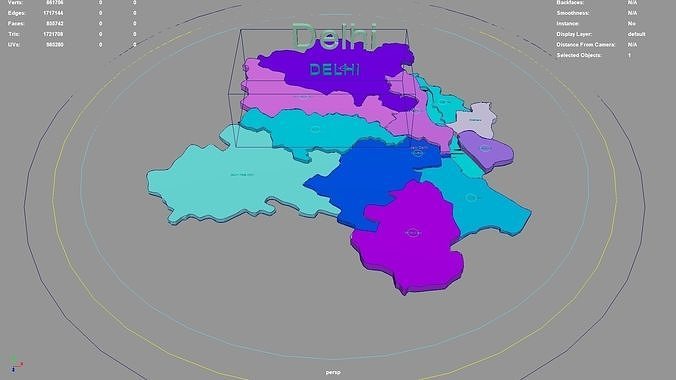 Delhi India map region 3D model geography political geographic 3D model ...