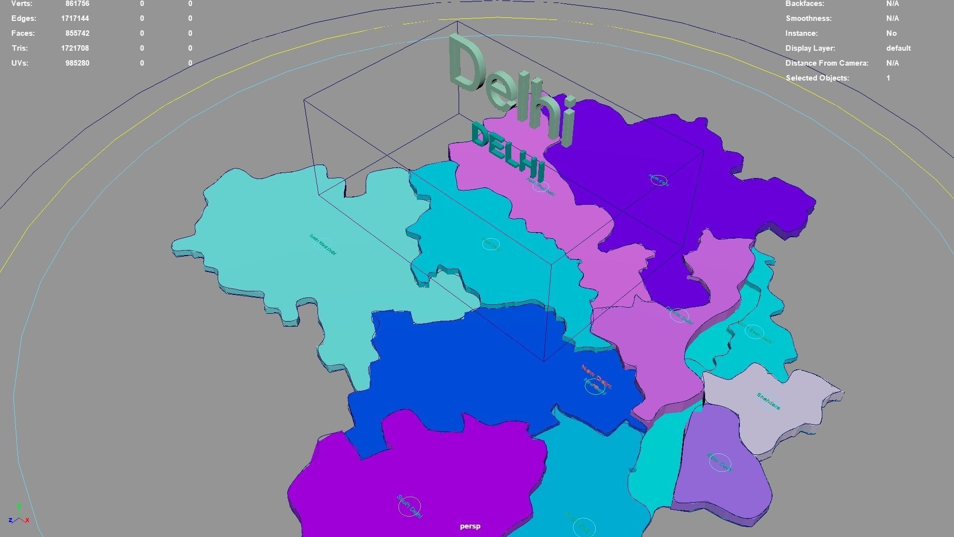 Delhi India map region 3D model geography political geographic 3D model ...