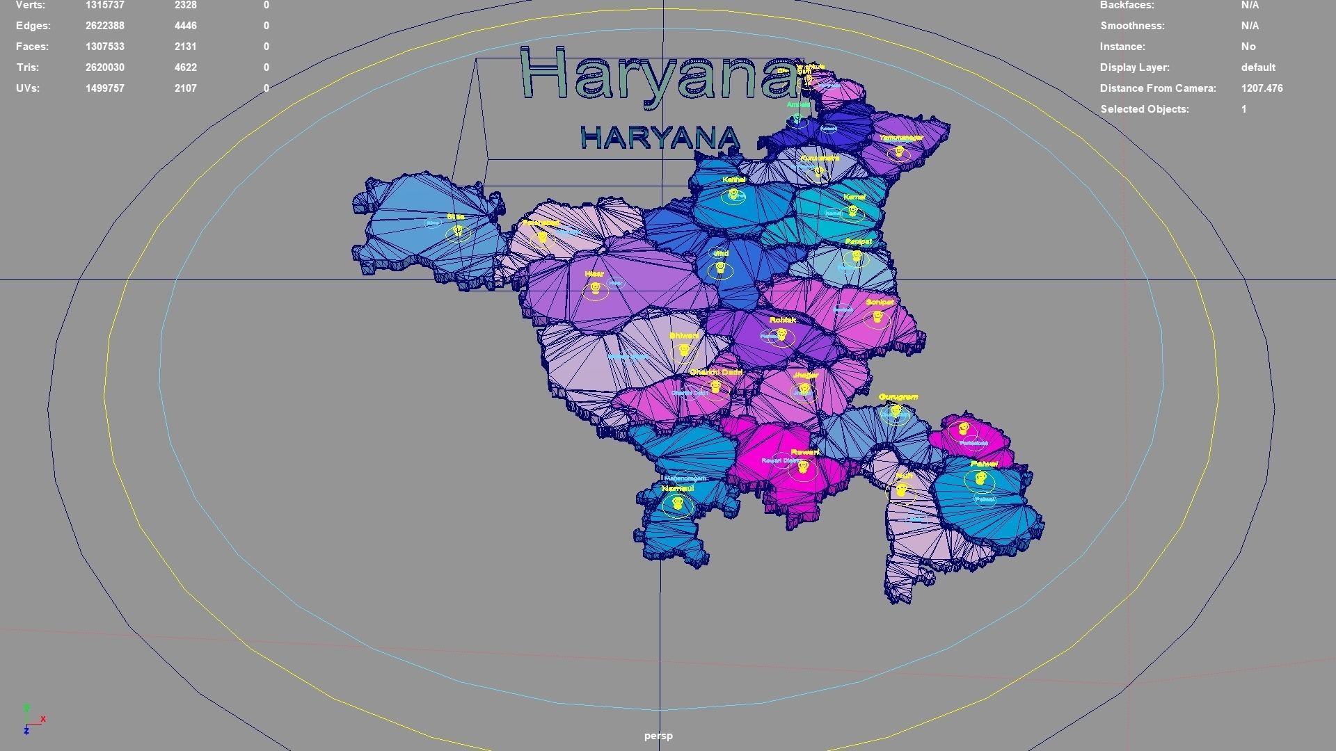Haryana India map region 3D model geography political 3D model rigged ...