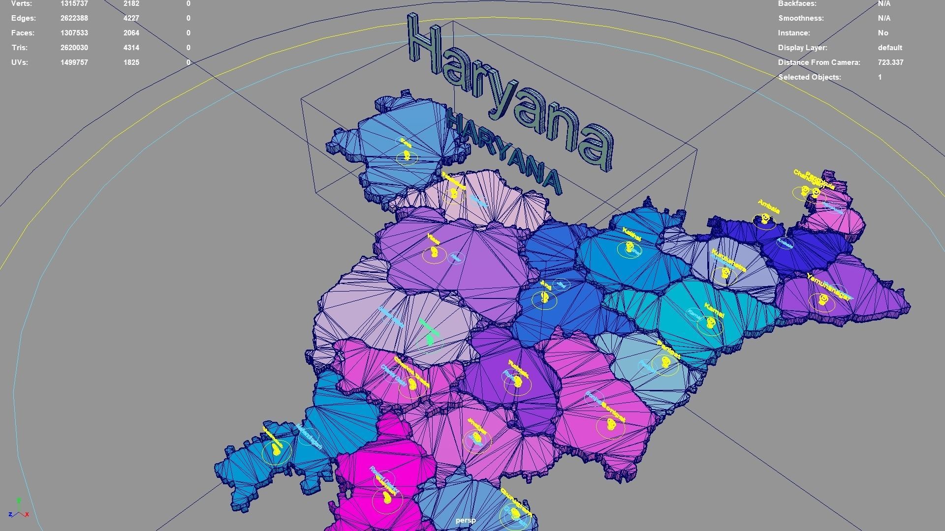 Haryana India map region 3D model geography political 3D model rigged ...