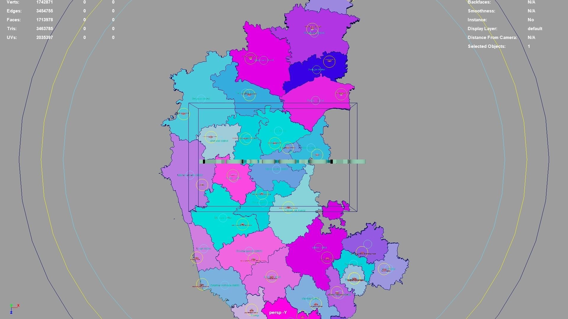 Karnataka India map region 3D model geography political 3D model rigged ...