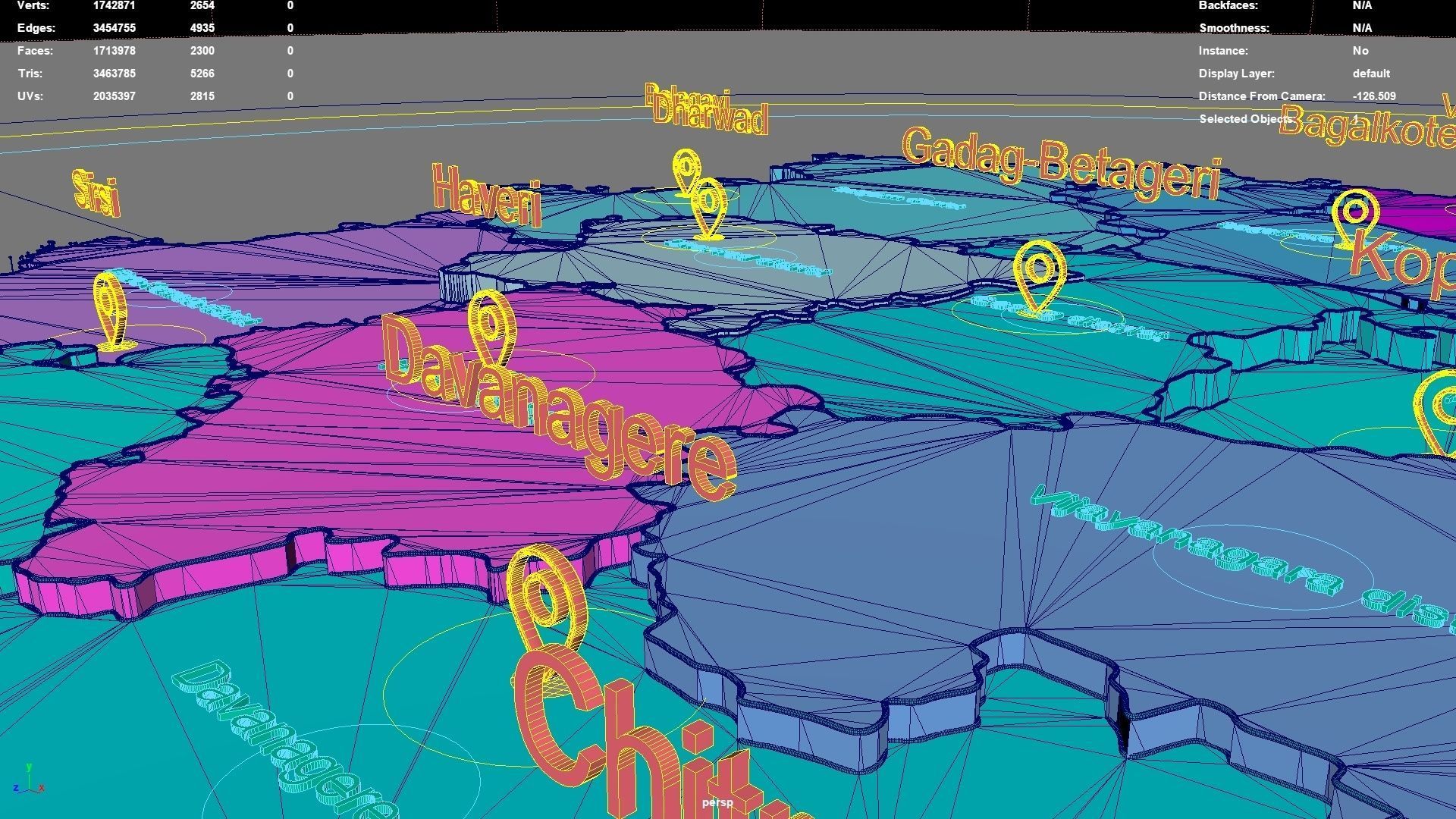 Karnataka India map region 3D model geography political 3D model rigged ...