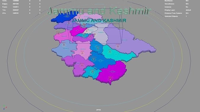 Jammu and Kashmir India map region 3D model geography political 3D ...