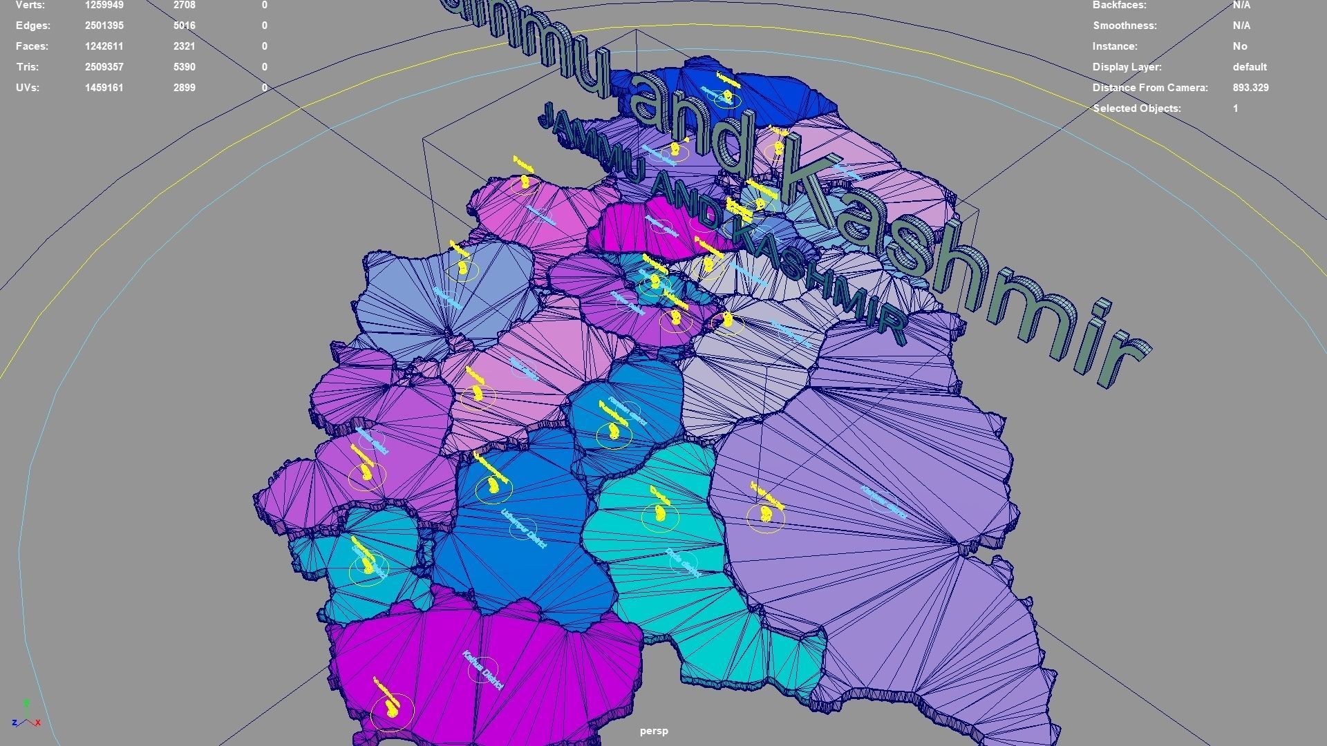 Jammu and Kashmir India map region 3D model geography political 3D ...
