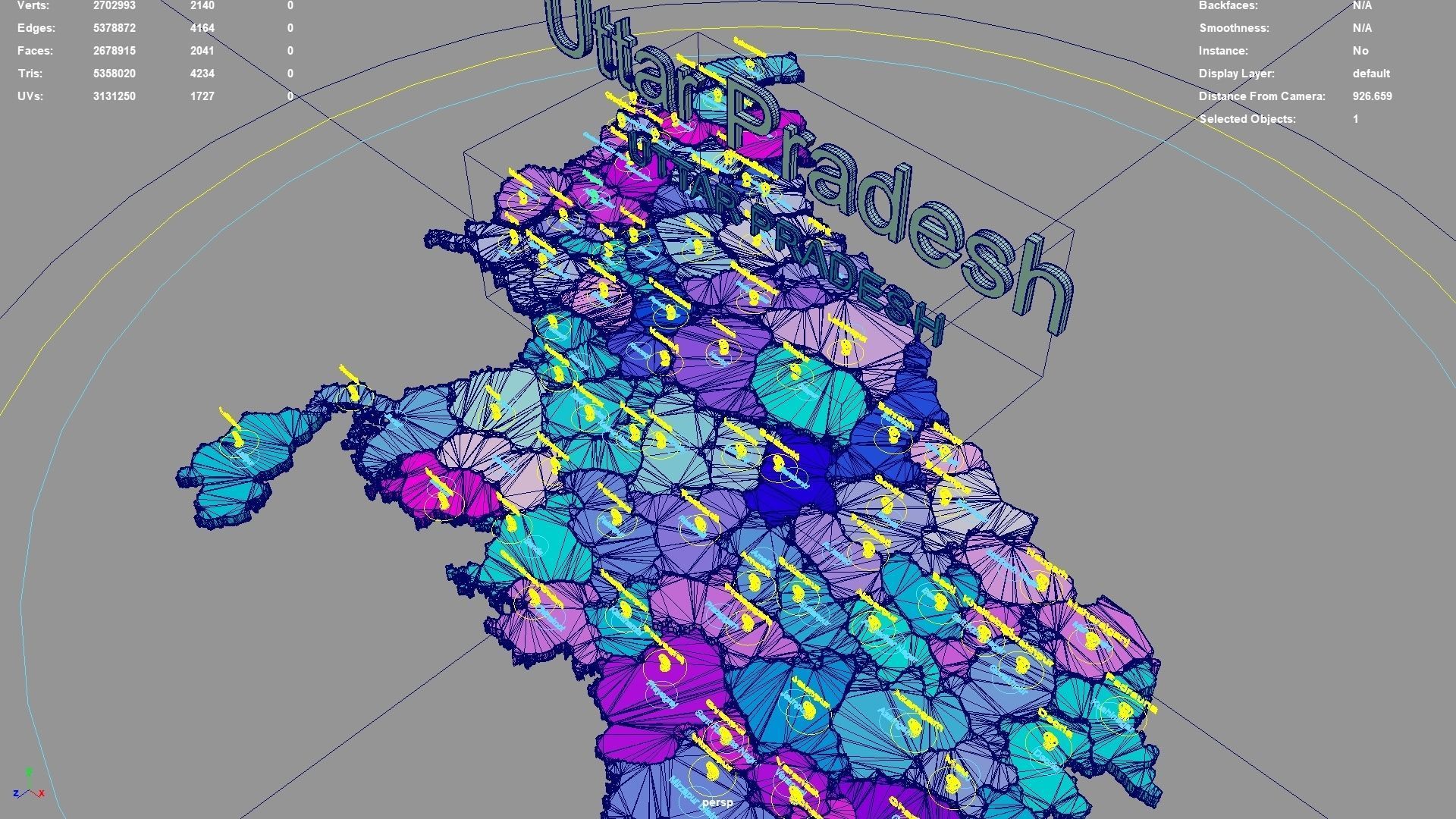 Uttar Pradesh India map region 3D model geography political 3D model ...