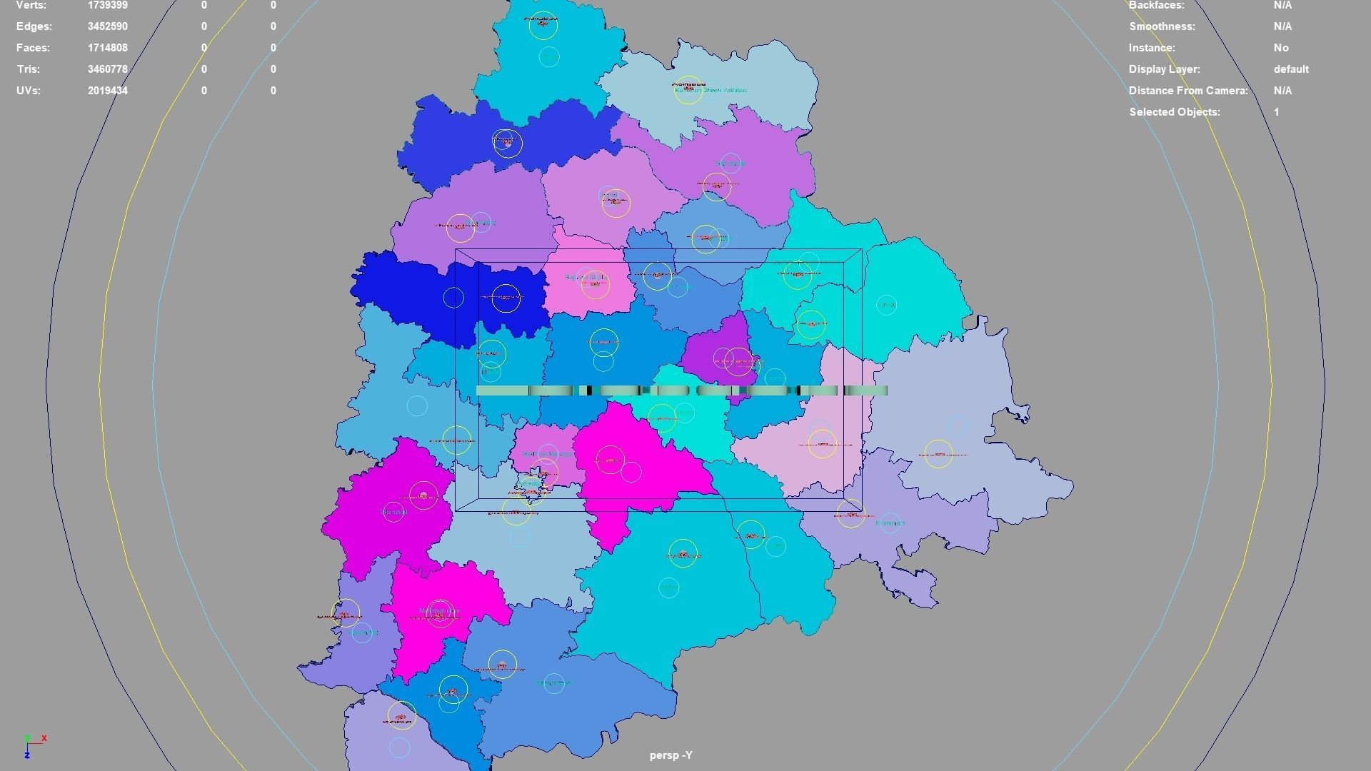 Telangana India map region 3D model geography political 3D model rigged ...