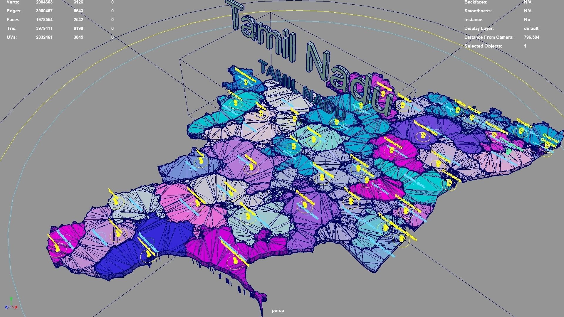 Tamil Nadu India map region 3D model geography political 3D model ...