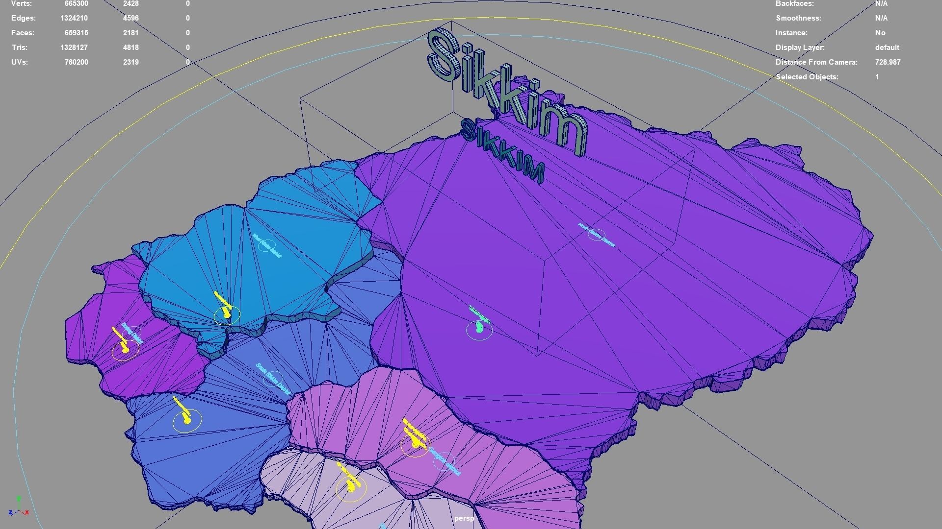 Sikkim India map region 3D model geography political geographic 3D ...