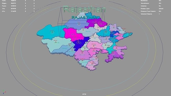 Rajasthan India map region 3D model geography political 3D model rigged ...