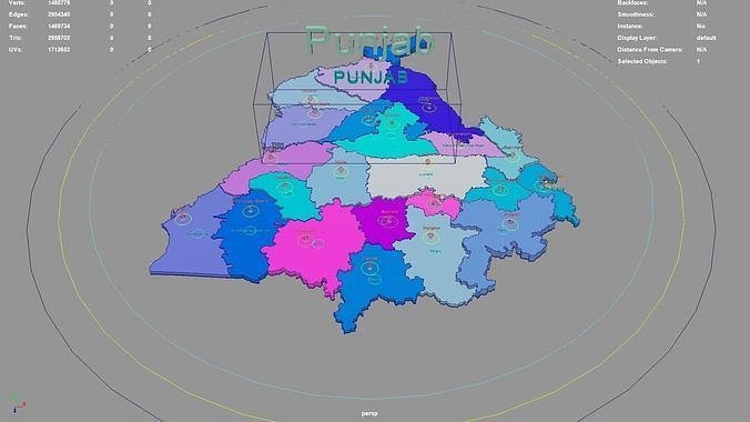 Punjab India map region 3D model geography political geographic 3D ...