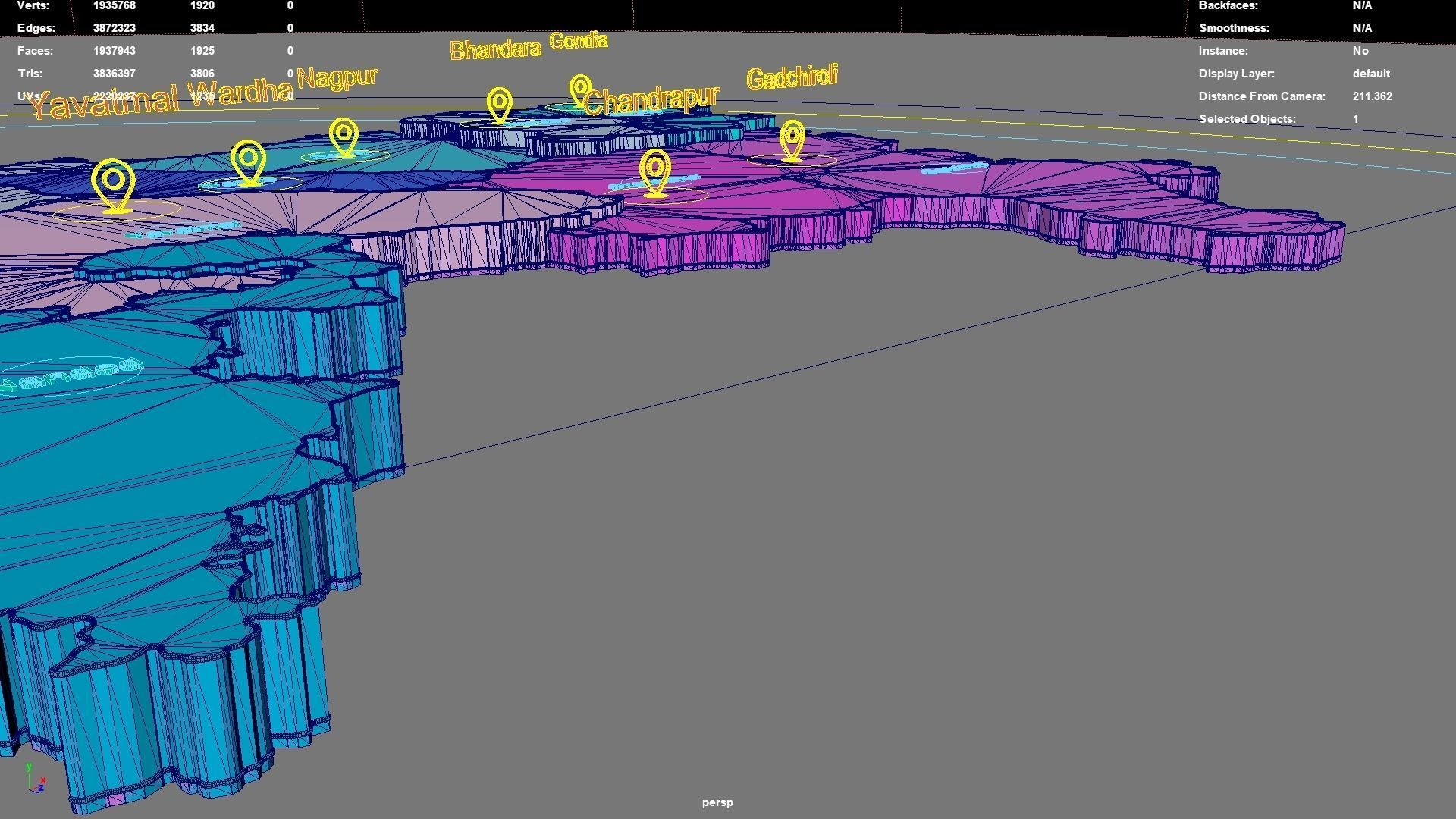 Maharashtra India map region 3D model geography political 3D model ...