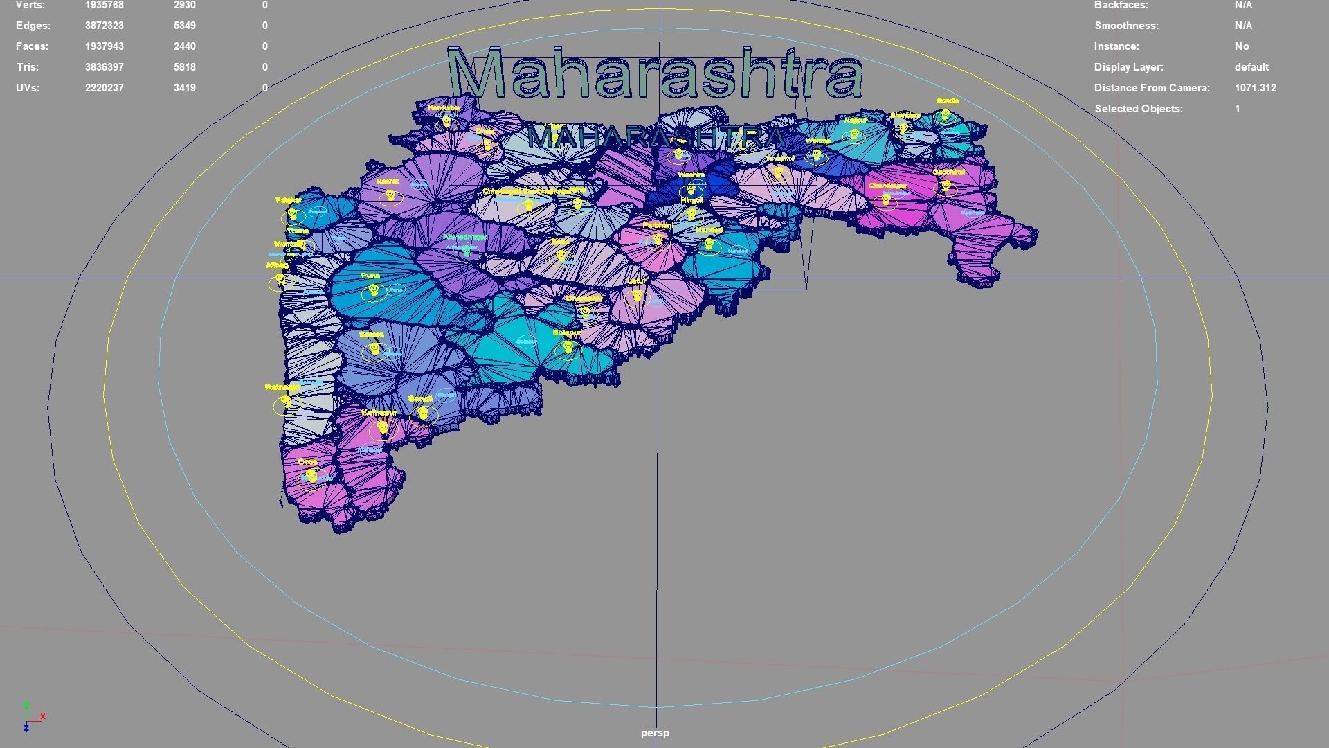 Maharashtra India map region 3D model geography political 3D model ...