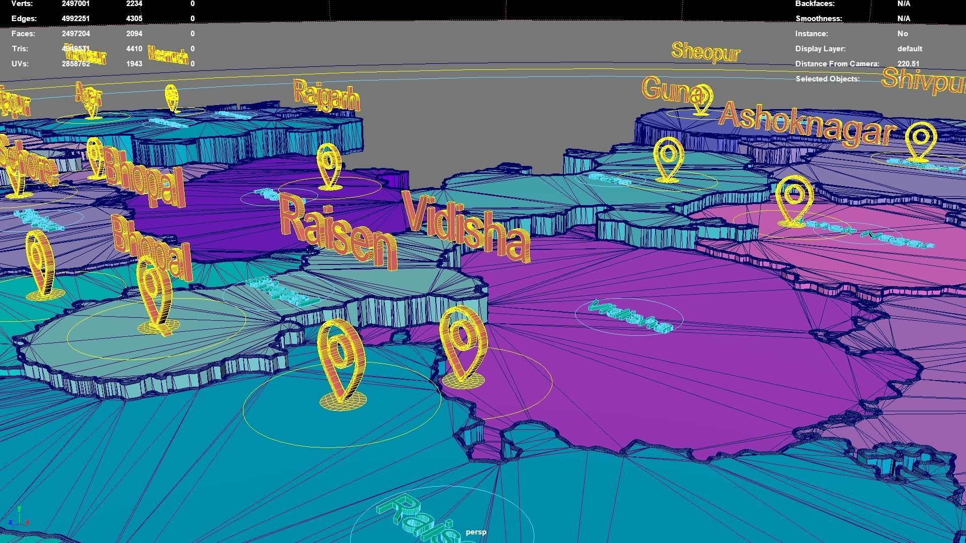 Madhya Pradesh India map region 3D model geography political 3D model ...