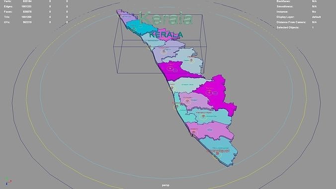 Kerala India map region 3D model geography political geographic 3D ...