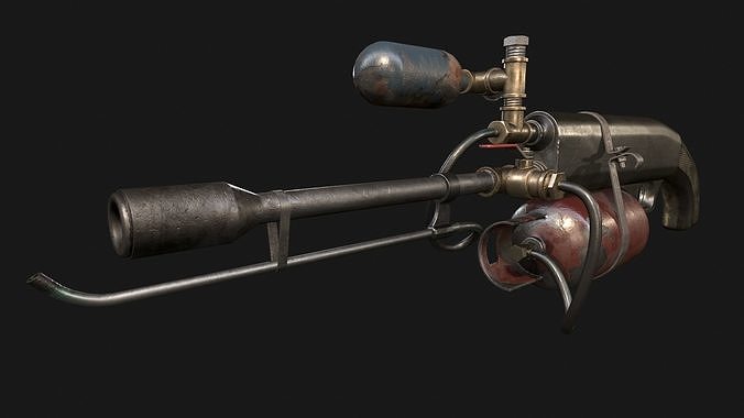 3D model Apocalyptic Flamethrower game asset VR / AR / low-poly | CGTrader
