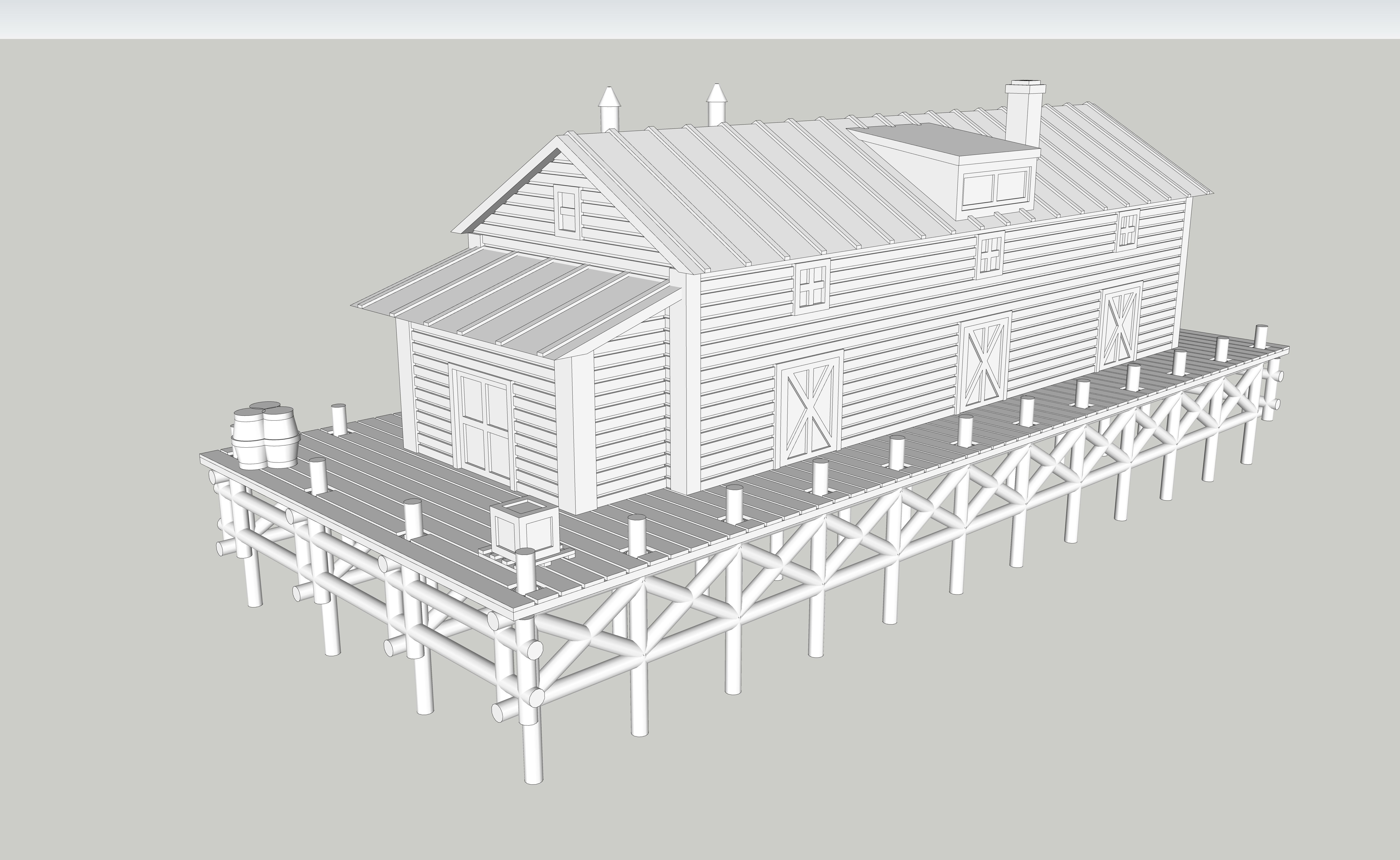 3D model Waterfront Dockside Warehouse by Outland Models VR / AR / low ...