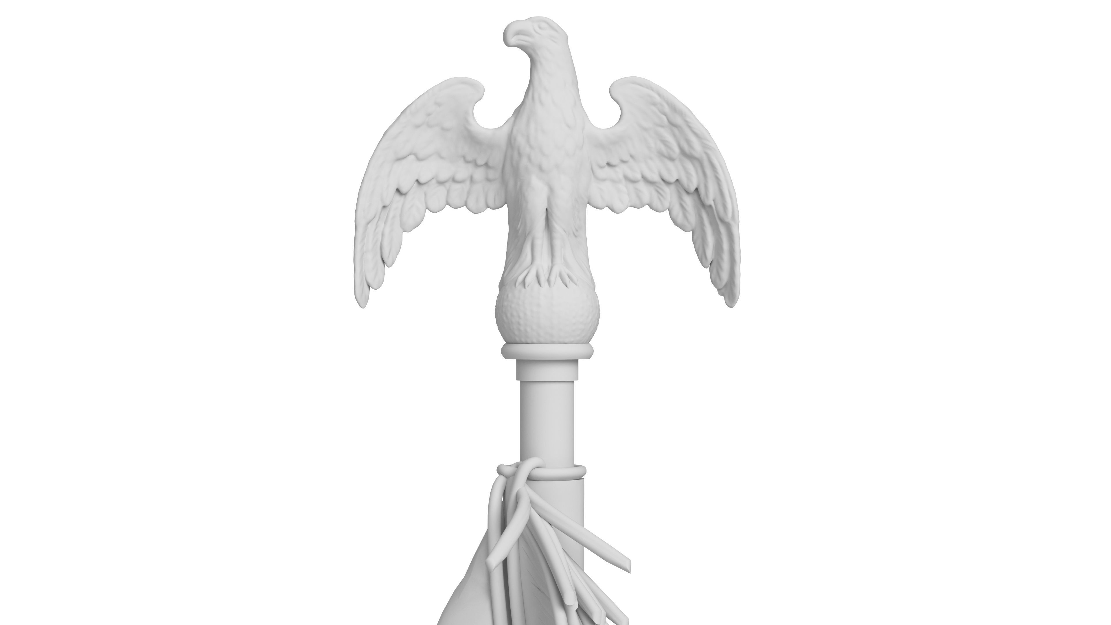 American Flag Indoor with Pole Eagle Topper 3D model | CGTrader